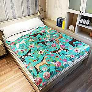 YISUMEI Flower Horse Throw Blanket Horse Green with Flowers Fleece Blanket Soft Warm Cozy for Sofa Couch Bed 50"x60"
