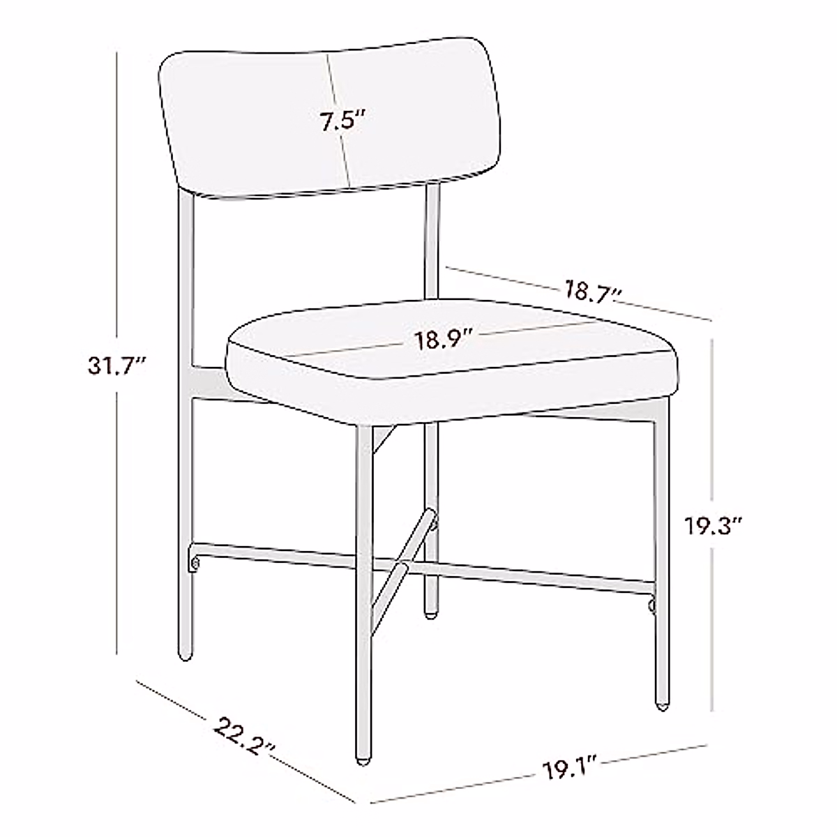Watson & Whitely Dining Chairs Set of 2, Mid-Century Modern Dinner Chairs, Faux Leather Upholstered Dining Room Chairs with Metal Legs, Saddle Brown