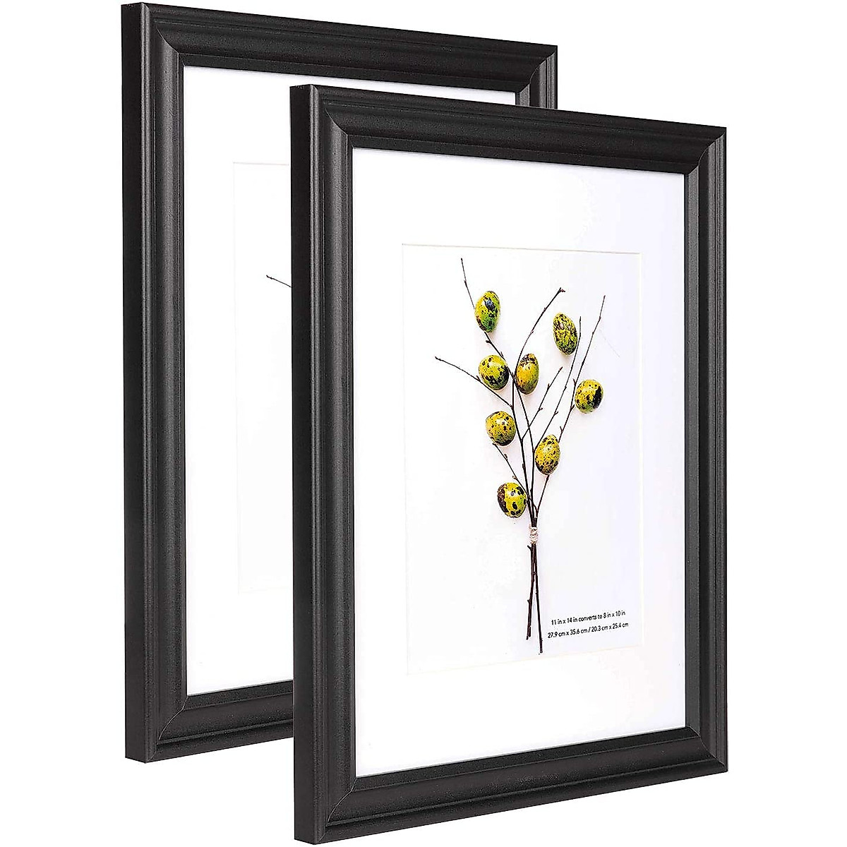 11x14 Picture Frames Black,Display Picture 8x10 with Mat,Set of 2,HD Plexiglass Photo Frame for Wall Mounting