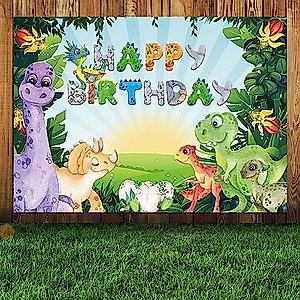 Dinosaur Party Backdrop Watercolor Jungle Dinosaur Birthday Decorations for Kid Dinosaur Theme Backdrop Dinosaur Birthday Banner Large Party Banner Photography Supplies Backdrop 7x5ft