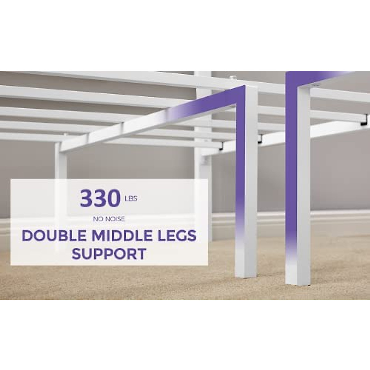 GreenForest Twin Bed Frame with Wooden Headboard Platform Bed with Metal Support Slats NO-Noise Heavy Duty Bed Base Industrial Style with 9 Strong Legs,Mattress Foundation,Twin