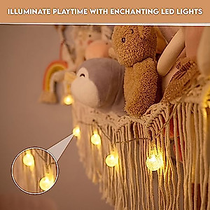 Luna Village Stuffed Animal Hammock, Stuffed Animal Organizer, Plush Toys Net Holder with 2 Macrame rainbows Macrame Toy Hammock, Stuffed Animal Net or Hammock, Stuffed animal net