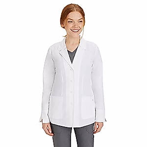 Healing Hands Womens Lab Coat 4 Pocket Full Sleeve Mid length 5064 Felicity The White Coat Minimalist Collection White L