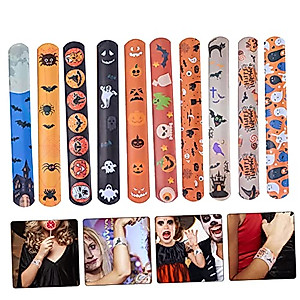 Alasum 250 pcs Classroom Favor Spider Zombie Favors Ghost Adults Prop Bracelet Snap Band Ring Stuffers Party Decoration for Filler Toys and Wristband Bulk Halloween Goodie Bag Toy