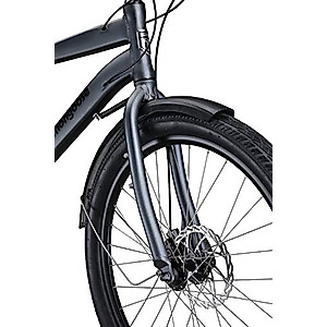 Mongoose Envoy Cargo Bike with 26-Inch Wheels in Grey, Small/Medium Frame, with 8-Speeds, Shimano Drivetrain, Aluminum Cargo Frame, Internal Cable Routing, Mechanical Disc Brakes, and Center Kickstand