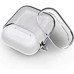 AirPod Protective Case, Crystal Clear Hard-Shell Silicone Protective Case, Compatible with Apple AirPod 1 & 2, with Carabiner / Keychain Hook, Visible Front LED, Allows for Wireless Charging