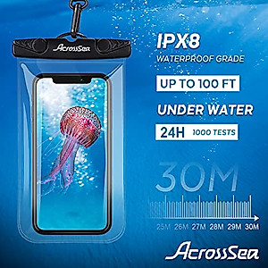 AcrossSea [2 Pack] Waterproof Phone Pouch[Up to 7"], IPX8 Universal Waterproof Dry Bag Underwater Case with Lanyard Compatible with iPhone 14 Pro/13/12/11/XR/X/8, Galaxy S23, Pixel/OnePlus - Clear