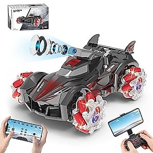RC Car with Camera for kids, Remote Control 360°Rotating High Speed Stunt Vehicle Toy for Boys and Girls, Rechargeable Racing Drift Cars with Flashing Lights and Dynamic Sound for Adults