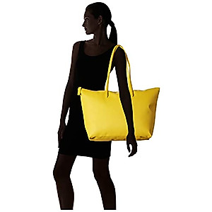 Lacoste L.12.12 Concept Large Shopping Bag, Navy Blue/Narcissus-Andalusian RED-Turkish Delight