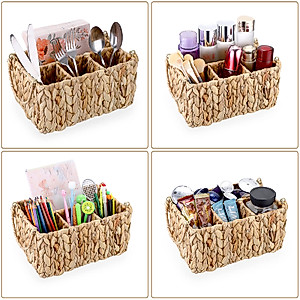 Sumnacon Water Hyacinth Utensil Holder,Farmhouse Flatware Silverware Organizer Countertop for Spoon Fork Knife,Rustic Utensil Caddy for Kitchen,Picnic,Party,Countertop