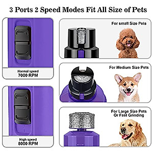 BOUSNIC Dog Nail Grinder with 2 LED Light - Super Quiet Pet Nail Grinder Powerful 2-Speed Electric Dog Nail Trimmer File Toenail Grinder for Puppy Small Medium Large Breed Dogs & Cats (Purple)