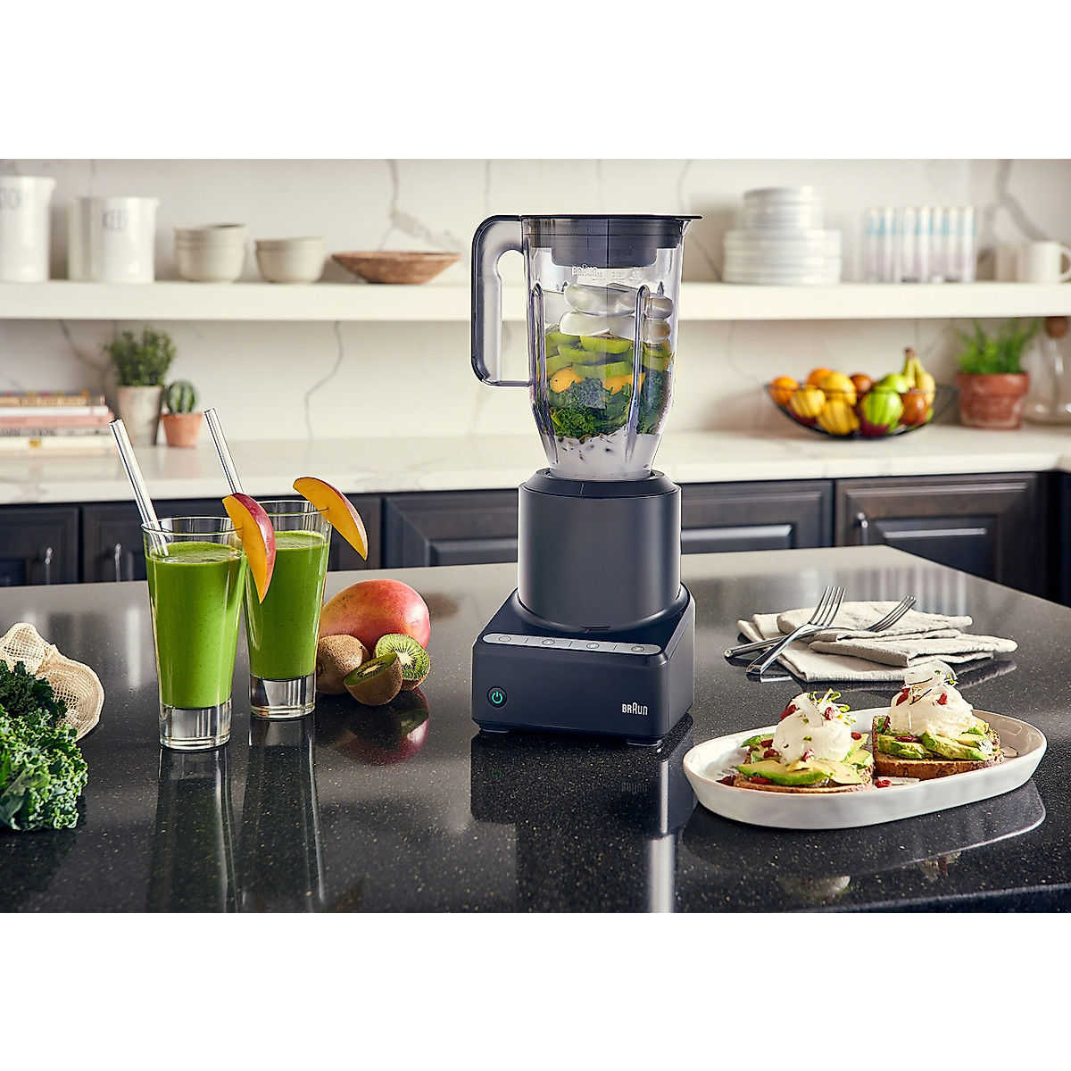 Braun JB7200 PureMix Power Countertop Blender With Plastic Jug, 56 fl. oz, Black