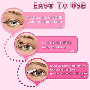 Lash Bond and Seal Lash Clusters Glue Long Lasting 2 in 1 Lash Glue for DIY Lash Extensions at Home Strong Hold Cluster Eyelash Adhesive Waterproof (5ml+5ml) by Newcally