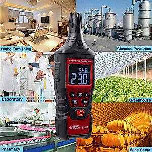 Lunarlipes ST6817 Thermometer Hygrometer, Digital Temperature Humidity Meter, Handheld Thermometer Hygrometer with Ambient, Dew Point, Wet Bulb for Outdoor and Indoor, Max/Min Hold, LCD Backlight