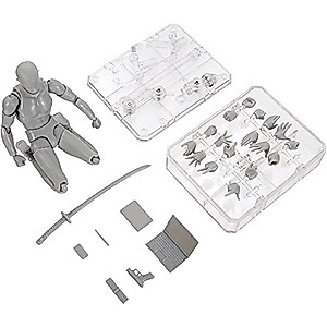 Action Figures Body Kun DX & Body-Chan DX PVC , Drawing SHF Children Kids Collector Toy Gift with Box, Drawing Mannequin, Models for Artists (Grey Male)