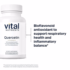 Vital Nutrients Quercetin | Vegan Quercetin Supplement with Bioflavonoids for Sinus, Respiratory, Heart, & Immune Function Support | Gluten, Dairy, Soy Free | 500mg | 100 Capsules