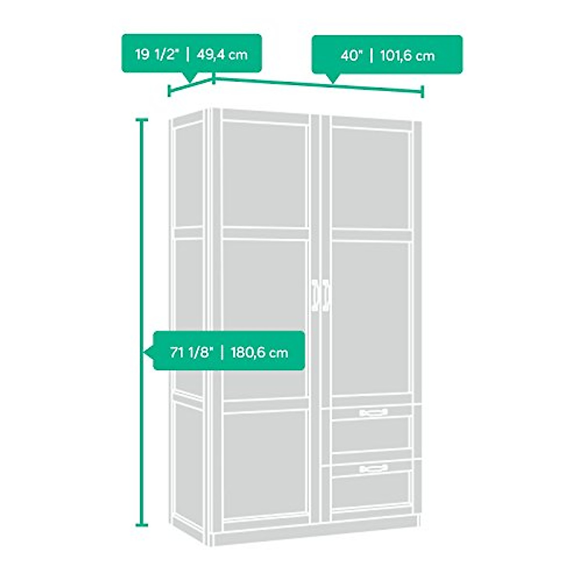 Sauder Large Storage Cabinet, Soft White Finish