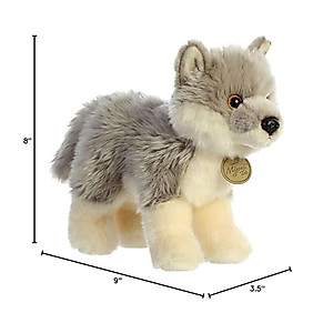 Aurora® Adorable Miyoni® Tots Wolf Pup Stuffed Animal - Lifelike Detail - Cherished Companionship - Gray 10 Inches