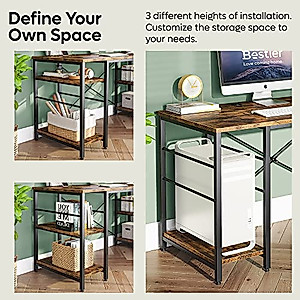 Bestier L Shaped Desk with Shelves 95.2 Inch Reversible Corner Computer Desk or 2 Person Long Table for Home Office Large Gaming Writing Storage Workstation P2 Board with 3 Cable Holes, Rustic Brown