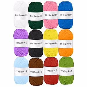TYH Supplies 8 Acrylic Yarn Skeins | 560 Yard Soft Yarn Medium Weight for Knitting, Crochet, Craft Projects | 70 Yard Skeins | 8 Colors | Beginner Set | Light Color Collection