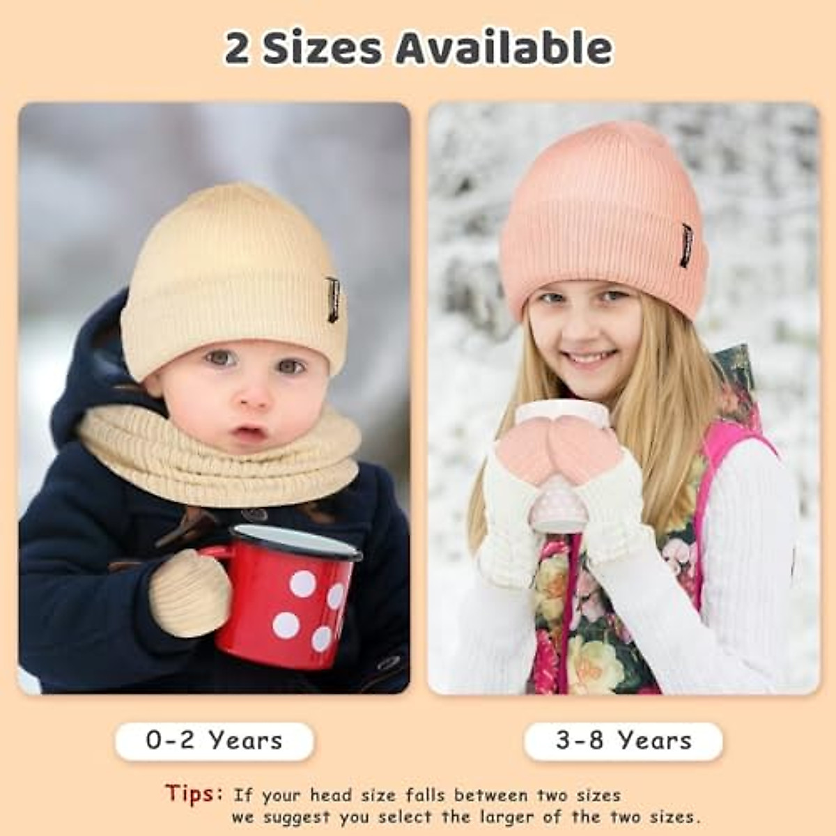 Baby Beanie Mittens Scarf Set Girls Boys, Toddler Winter Hat and Gloves Neck Warmer Set Knit Warm with Fleece Lining, Kids Cold Weather Accessories Sets for Children Infant(Black,6-36 Months)