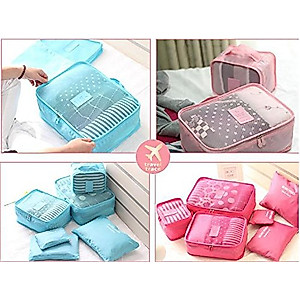 King&Pig 6pcs Travel Organizer Pouches Waterproof Luggage Clothing Finishing Bag (navy blue)