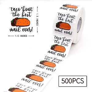 Littlefa Taco Bout The Best Mail Ever Stickers,Taco Stickers,Bakeries Stickers,Handmade Stickers,Small Business Stickers,Taco Mail Packaging Sticker for Small Business 500 PCS