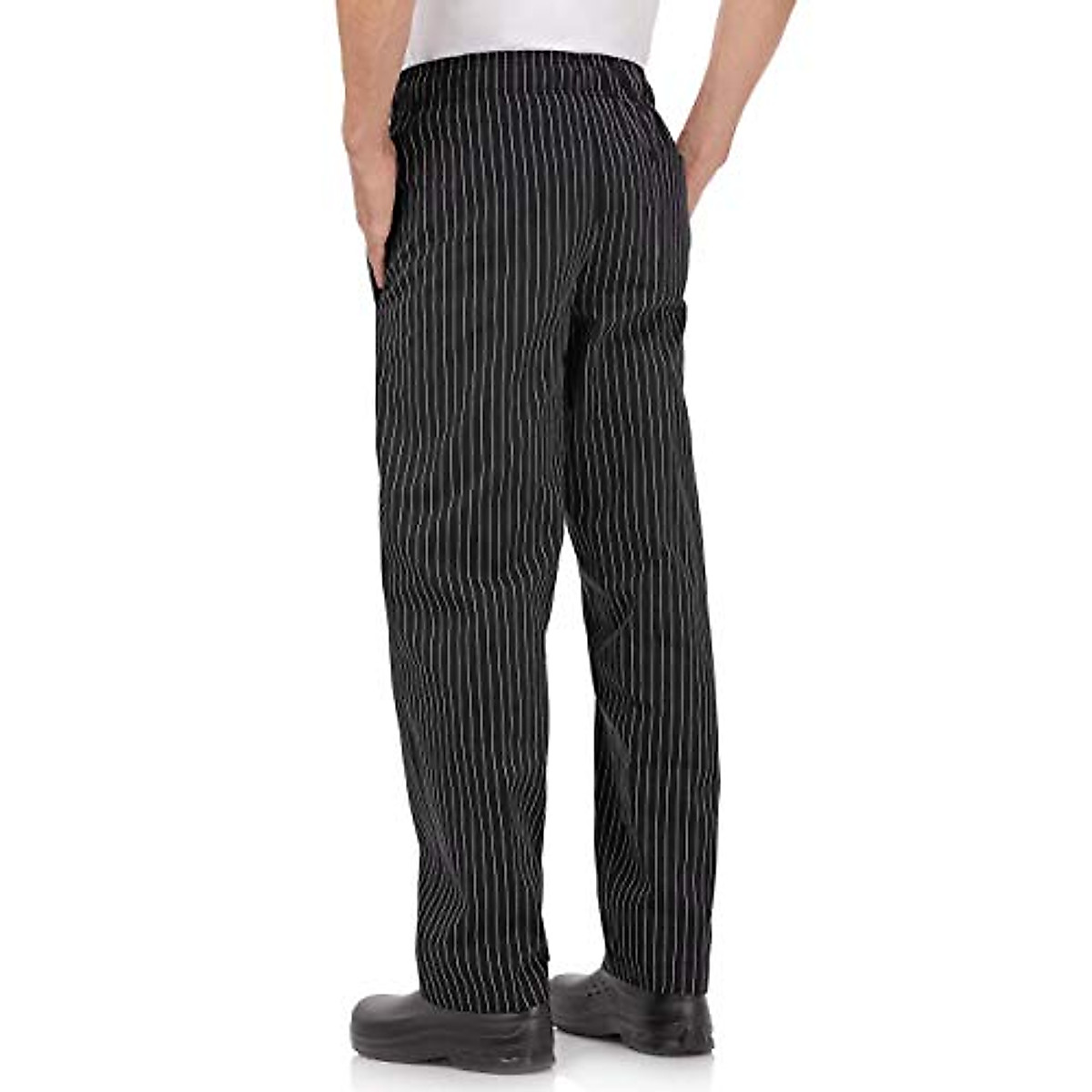 Chef Works Men's Designer Baggy Chef Pants, Black W/ Wht Pinstripe, X-Large