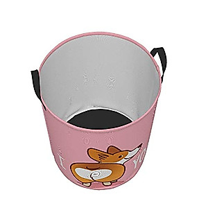 FeHuew I Love You Corgi Bun Collapsible Laundry Basket with Handle Waterproof Fabric Hamper Laundry Storage Baskets Organizer Large Bins for Dirty Clothes,toys,Bathroom