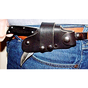 Generic Quick Draw Release Standard Leather Knife Sheath for Buck 110 Knives (Black)