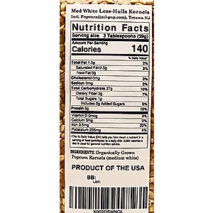 1.9 LB White Virtually Hulless (Less Hulls) Popcorn Kernels • Resealable Bag • USA Grown • NON-GMO, Vegan, KOSHER • Great for Movie Night • INTL POP