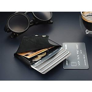 PULARYS Mini Wallet HOBBY - Credit Card Case - Italian Leather - Space for up to 8 Cards - Pockets for Coins and Bills - Modern Design For Men and Women - Fashionable Colors