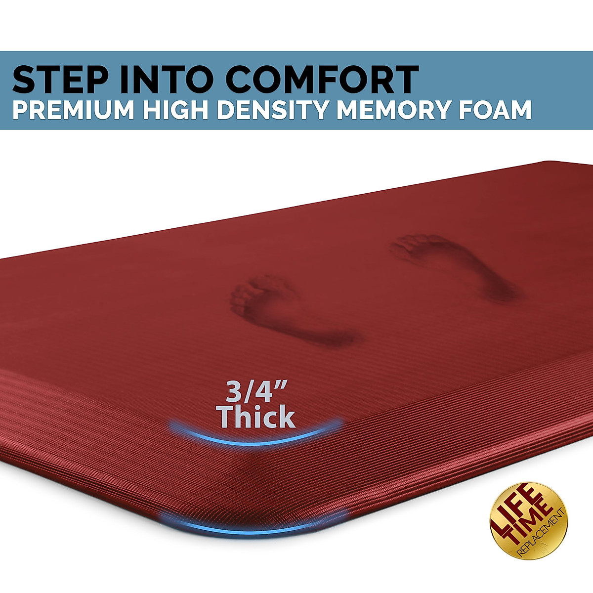 ComfiLife Anti Fatigue Floor Mat – 3/4 Inch Thick Perfect Kitchen Mat, Standing Desk Mat – Comfort at Home, Office, Garage – Durable – Stain Resistant – Non-Slip Bottom (20" x 39", Red)