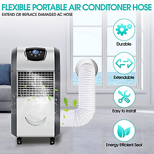 Airwhirl 5.9 Inch Air Conditioner Exhaust Hose, AC Hose with Anti-Clockwise Thread, Length up to 80", Universal Replacement AC Vent Hose Compatible with Many Portable AC