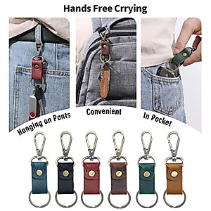 Jack&Chris Genuine Leather Keychain, Small Keychain for Man and Women, Key Holder Mens Belt Key Chain Ring, JC307