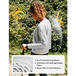 CRZ YOGA UPF 50+ Long Sleeve Shirts for Women Lightweight Workout Crop Tops Sun Protection Outdoor Quick Dry Hiking Shirt Silver Mist X-Large