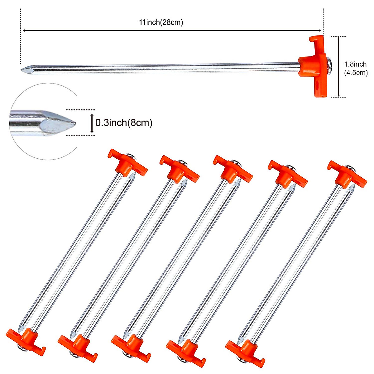 ABCCANOPY Tent Stakes Camping Tent Stakes, 10pc-Pack (Orange)