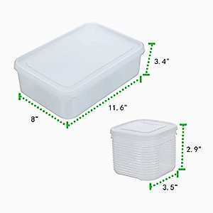 Fridge Food Storage Container with Airtight Lid , 6 Removable Plastic Small Boxes, Reusable Fruit & Vegetable Organizer, Stackable for Storage Storage