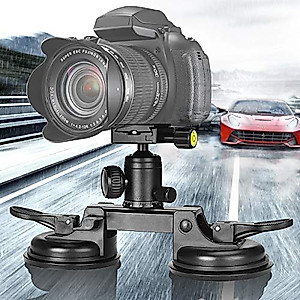 Professional Heavy Duty (20 lbs Load) True DSLR Mirorrless Camera Suction Cup Car Mount Camcorder Vehicle Holder w/Quick Release Plate 360° Ball Head Compatible with Nikon Canon Sony RED BM Hi-Speed