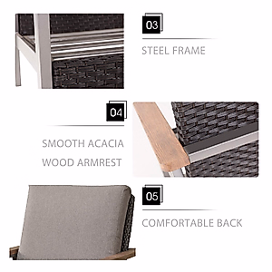 LOKATSE HOME Outdoor Wicker Chair Patio Dining Rattan Grey Cushion