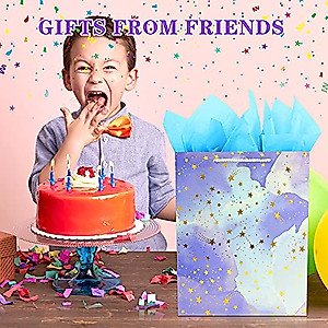 Gift Bag,Birthday Gift bags Large Gift Bags Set Included 2 Pack Paper Gift Bags with Tissue Paper, Colorful Pink Blue Gift Bags for Women, Men, Boy, Girl, Kids, Pretty Gift Bags for Birthday,Party,Bridal Shower,Gift Bag with Handles,Present Bags Gift Wrap