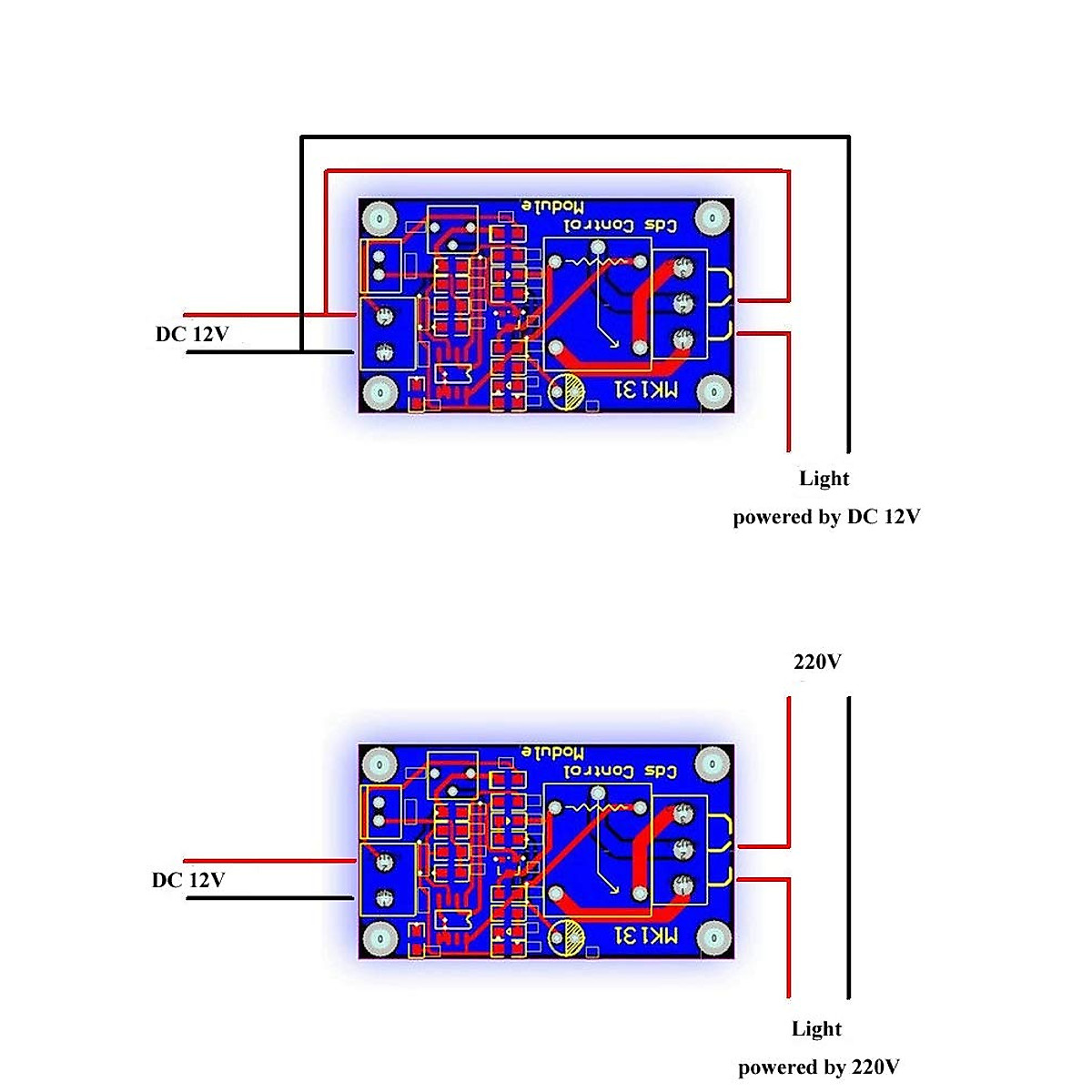 HiLetgo 2pcs 12V Photoresistor Sensor Relay Module Car Light Automatic Control Switch with Cable