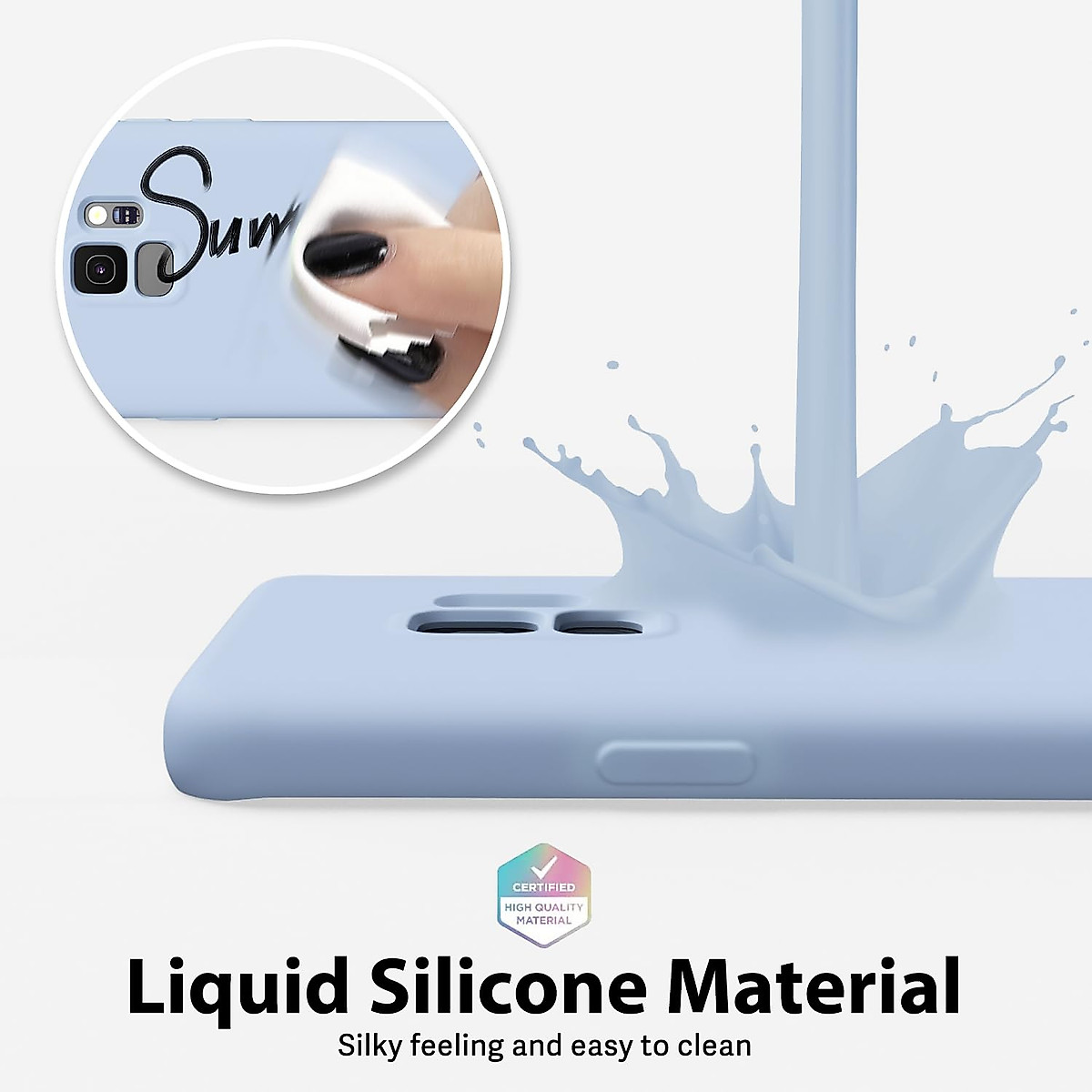 oakxco for Samsung Galaxy S9 Phone Case Liquid Silicone, Cute Thin Slim Soft Rubber TPU Plain Smooth Gel Cover for Women Girl Aesthetic, Matte Solid Protective & Shockproof, Aqua Sky Baby Light Blue