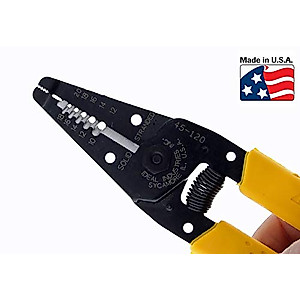 IDEAL Electrical 45-120 T-5 T-Stripper - 10-20 AWG, Yellow Wire Stripper with Looping Holes, Plier Nose, Spring Loaded Automatic Opening,Black