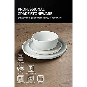Famiware Plates and Bowls Set, 12 Pieces Dinnerware Sets, Dishes Set for 4, White