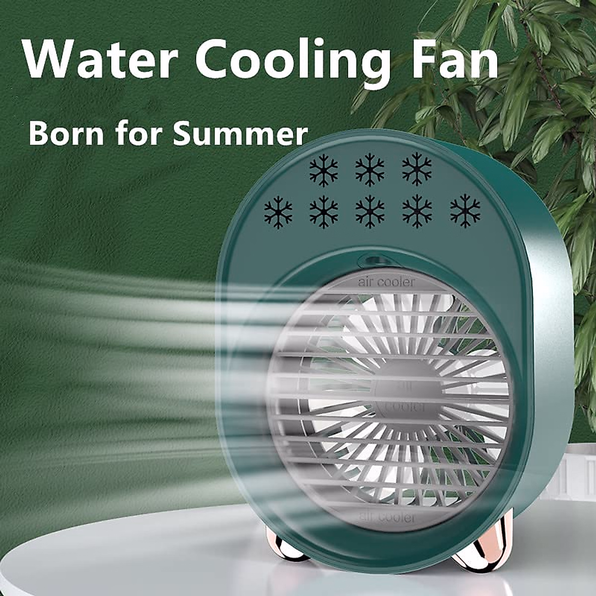Portable Air Conditioner Fan, Mini Evaporative Air Cooler Fan with 3 Wind Speeds, USB Air Cooler with Colorful Night Lights for Room Camping Car Office (White)