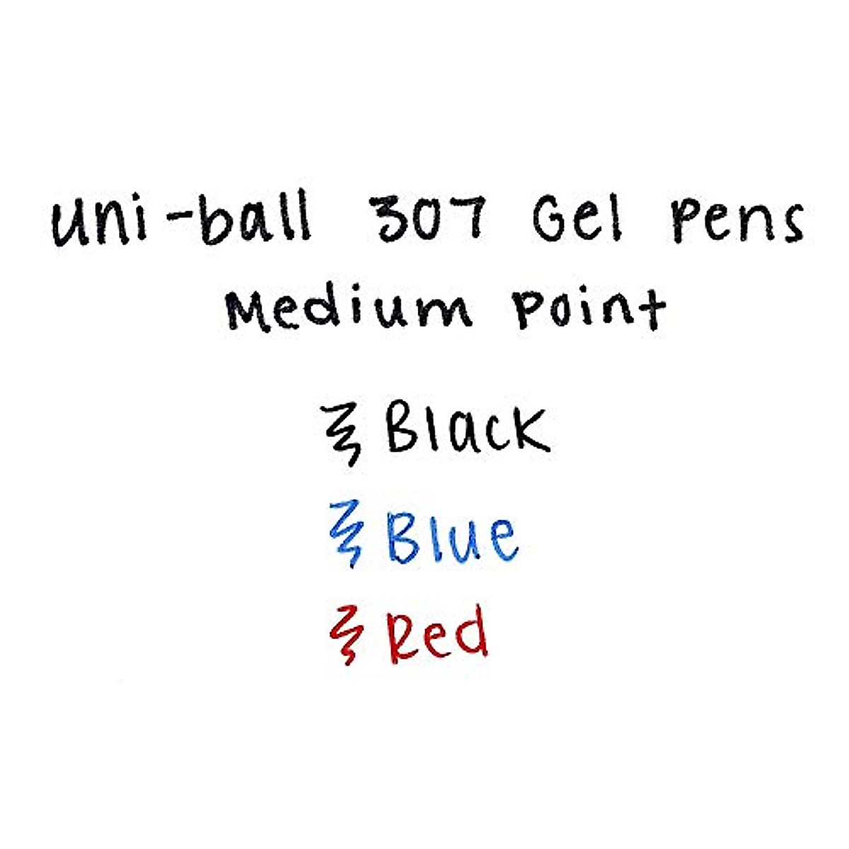 uni-ball 307 Gel Pens, Medium Point, Blue and Black, Box of 12 (2067519)