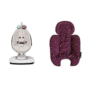 4moms MamaRoo Multi-Motion Baby Swing in Classic Grey with Plush Infant Insert, Maroon