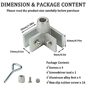 hotwolf 8Pcs DIY Wind Flame Guard Corner Glass Connector Kit, for Thickness 5/16 Inch Glass,Silver Fire Pit Wind Guard Corner Hardware,for Rectangle Square Glass Wind Guard