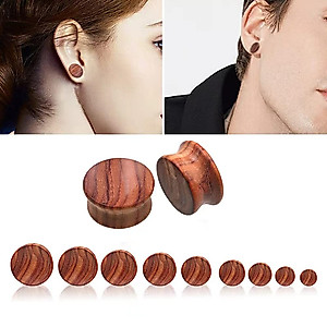 Piercingpops 3 Pairs Natural Wood Ear Plugs Tunnels Double Flared Expander Ear Gauges Stretched Piercing Body Jewelry (Gauge=1/2"(12mm))